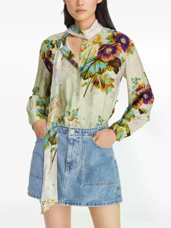 Tory Burch Floral Print Pussy-bow Blouse