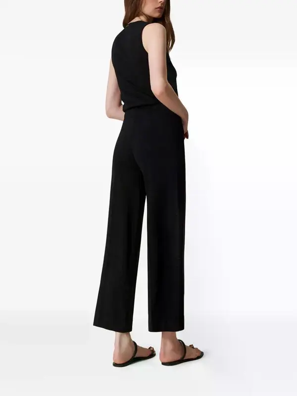 TWINSET Pleated Trousers With Gold-tone Logo Plaque