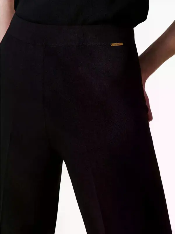 TWINSET Pleated Trousers With Gold-tone Logo Plaque