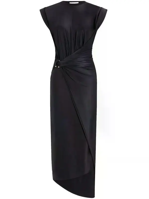 Rabanne Gathered-detail Draped Midi Dress - Black