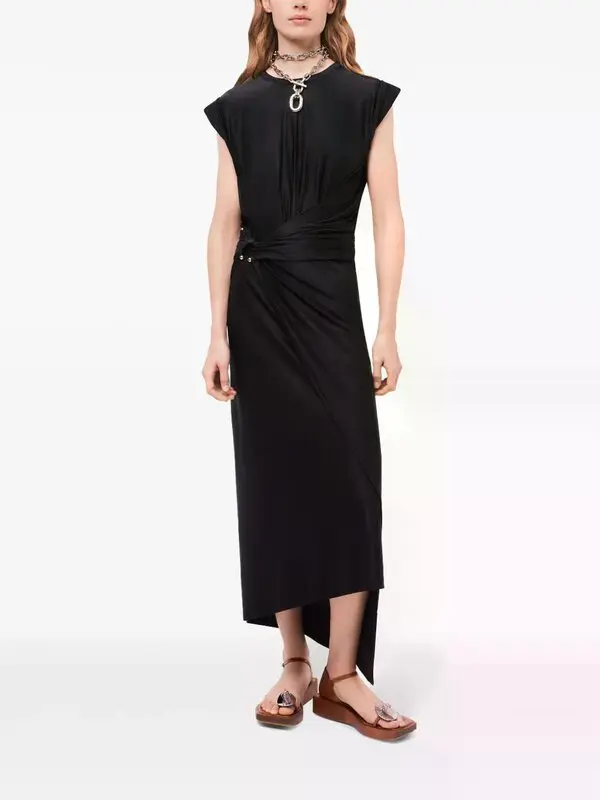 Rabanne Gathered-detail Draped Midi Dress - Black