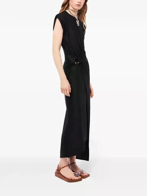 Rabanne Gathered-detail Draped Midi Dress - Black