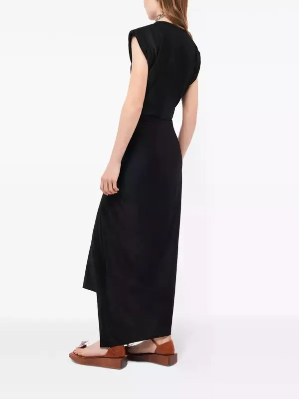 Rabanne Gathered-detail Draped Midi Dress - Black