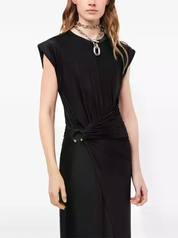 Rabanne Gathered-detail Draped Midi Dress - Black