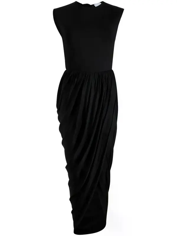 PATOU Open-back Midi Dress With Rear Tie - Black