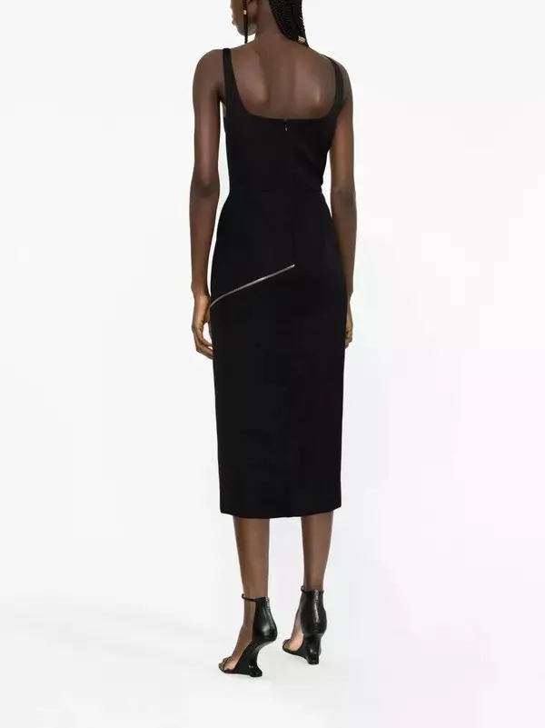 Alexander McQueen Zip-embellished Midi Dress - Black
