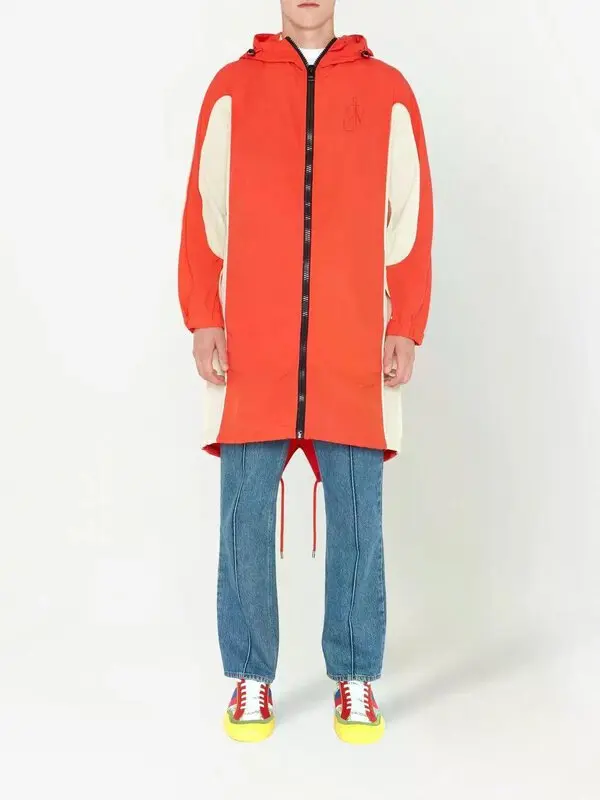 JW Anderson Colour-block Parka With Embroidered Logo - Red