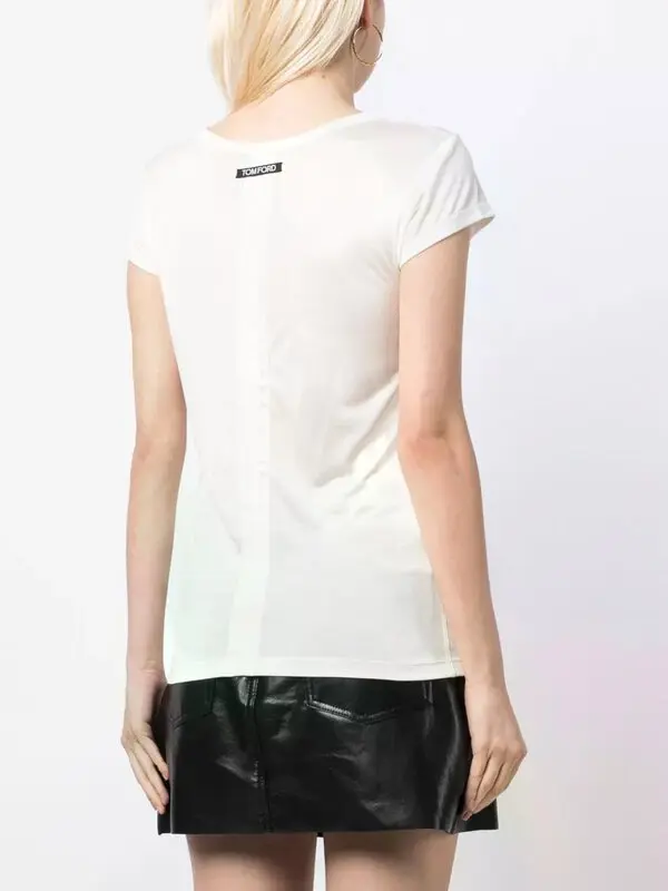 TOM FORD Logo Print Silk T-shirt - Neutrals