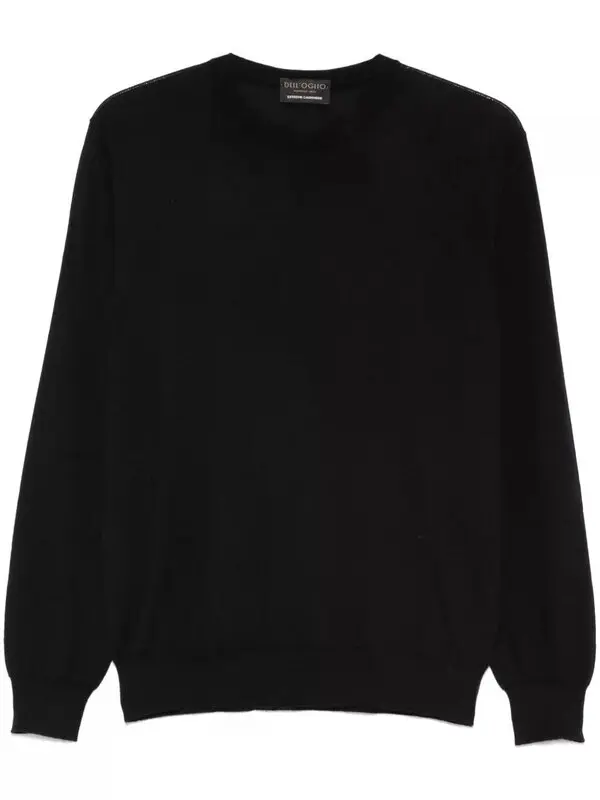 DELL'OGLIO Fine-knit Crew Neck Sweater - Black