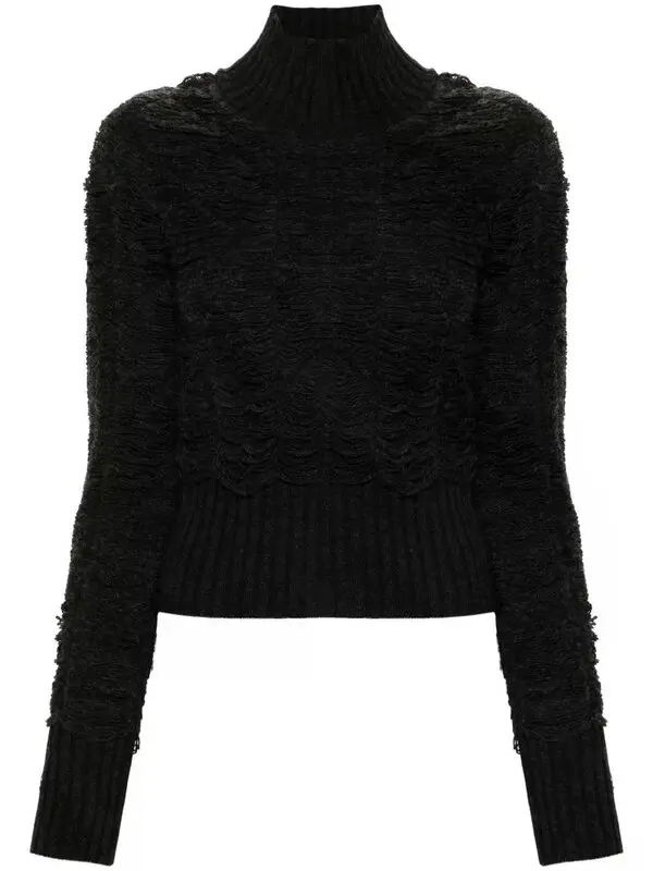 MAISON MARGIELA High-neck Distressed Jumper - Grey