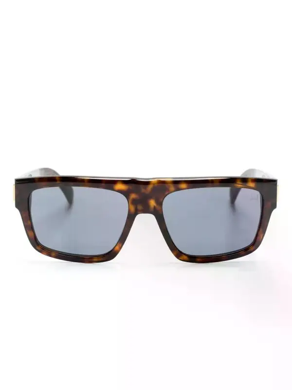 Dunhill Tortoiseshell Effect Rectangle Frame Sunglasses - Brown