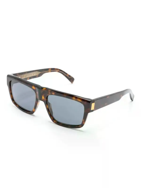 Dunhill Tortoiseshell Effect Rectangle Frame Sunglasses