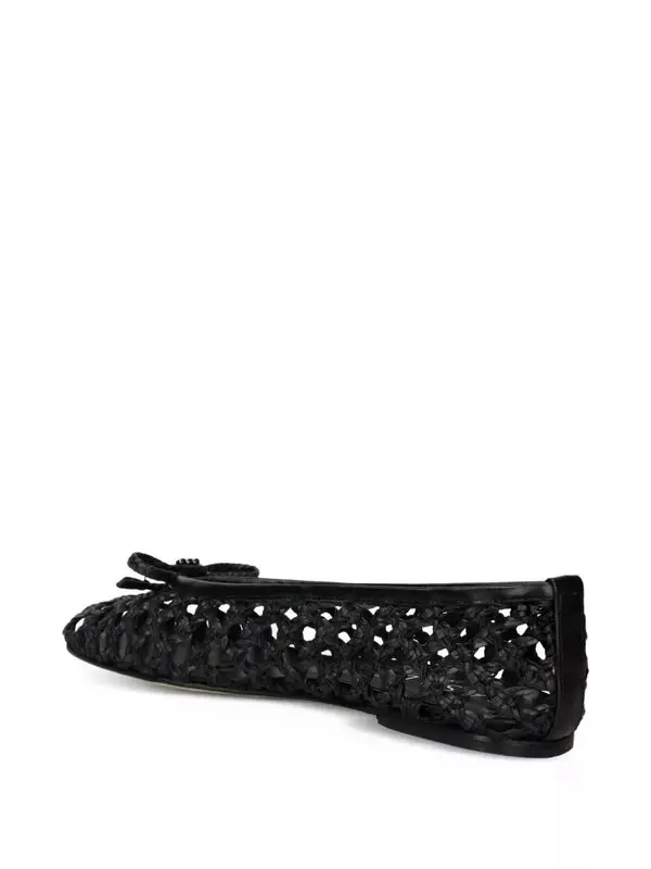 Casadei Interwoven Ballet Flats With Bow Embellishment - Black