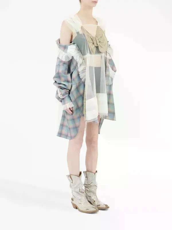 MAISON MARGIELA Wool Tulle Shirt With Plaid Check Print