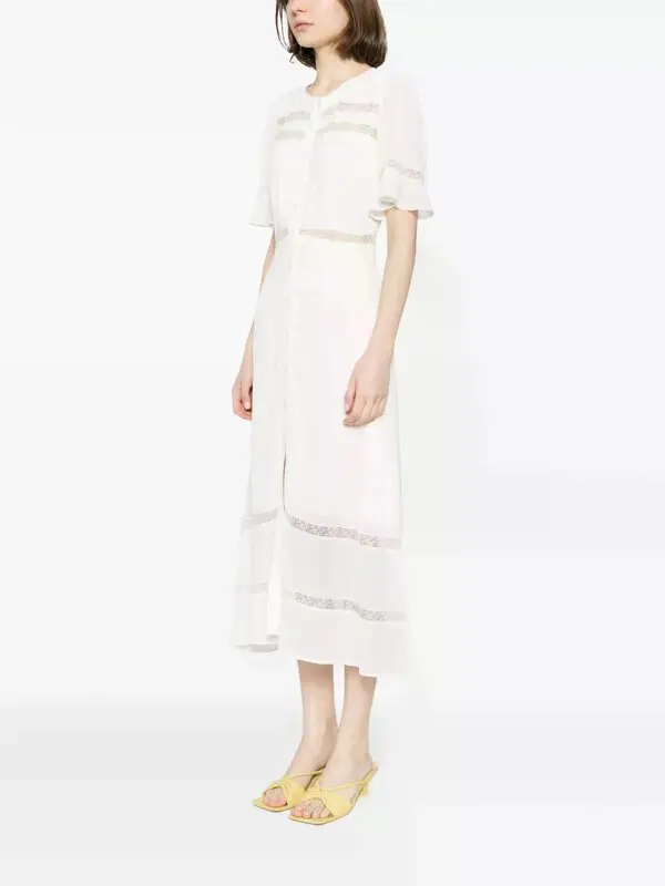 REFORMATION Woodson Midi Dress With Lace Trim