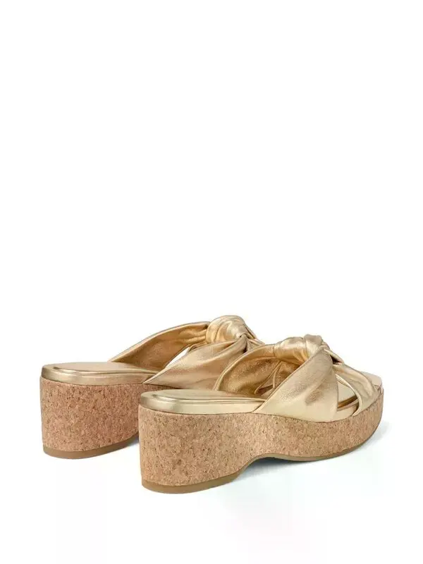 JIMMY CHOO Avenue Wedge 50 Metallic Nappa Leather Sandals