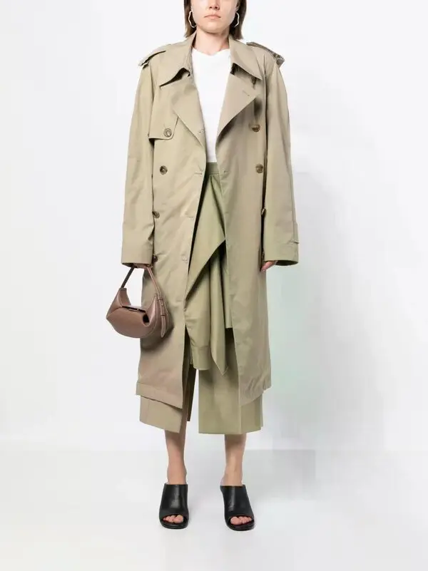 Goen.j Contrast-panel Double-breasted Trench Coat