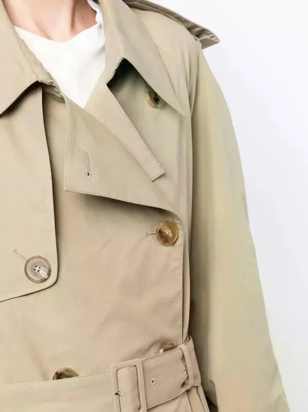 Goen.j Contrast-panel Double-breasted Trench Coat