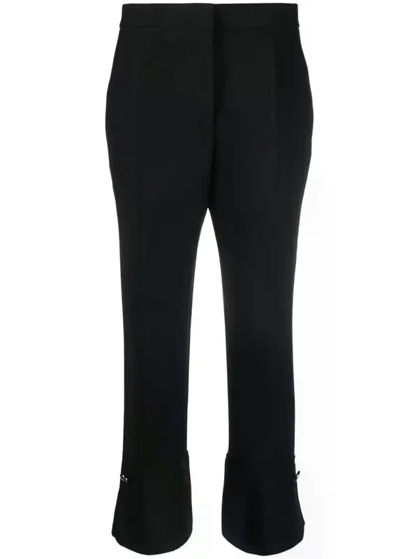 MSGM High-waisted Trousers With Pressed Crease And Side Slits - Black