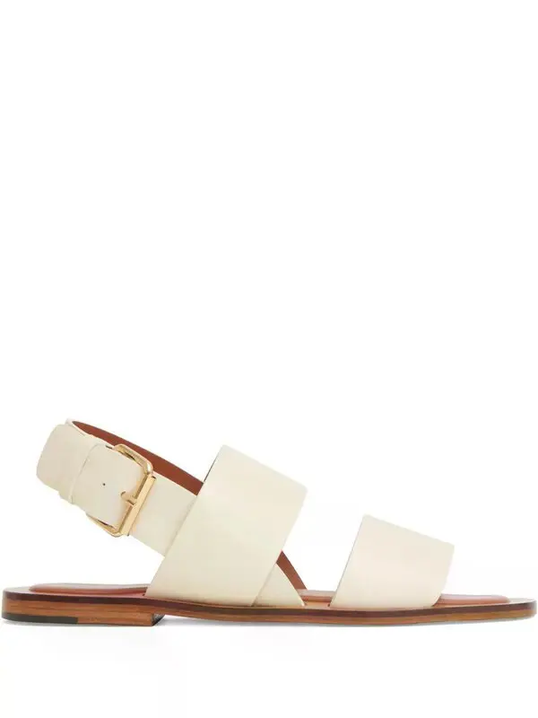 MANSUR GAVRIEL Leather Flat Sandals With Side Buckle Fastening - White