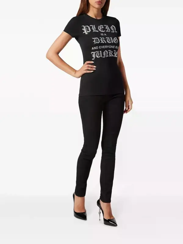 Philipp Plein Slogan Print Cotton T-shirt - Black