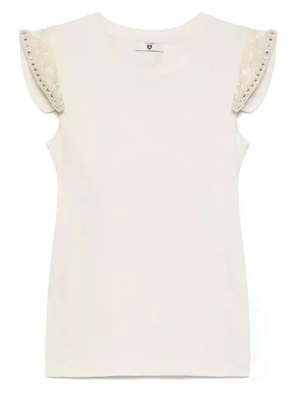 TWINSET Bead-detail Cap Sleeve T-shirt - Neutrals