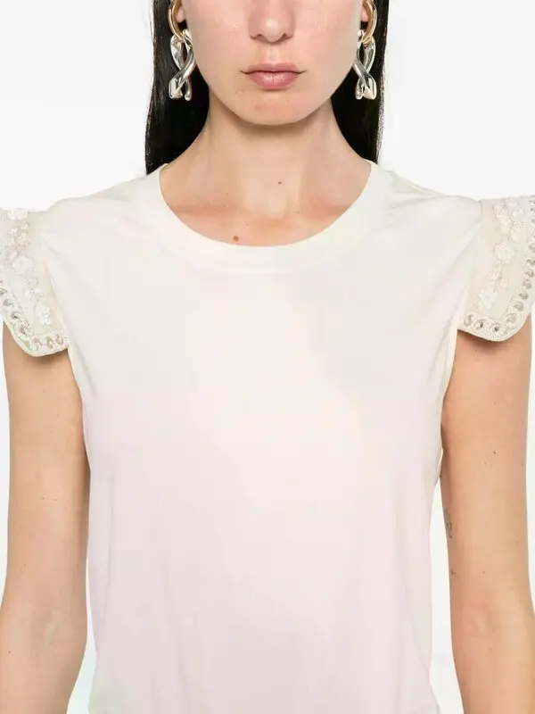 TWINSET Bead-detail Cap Sleeve T-shirt