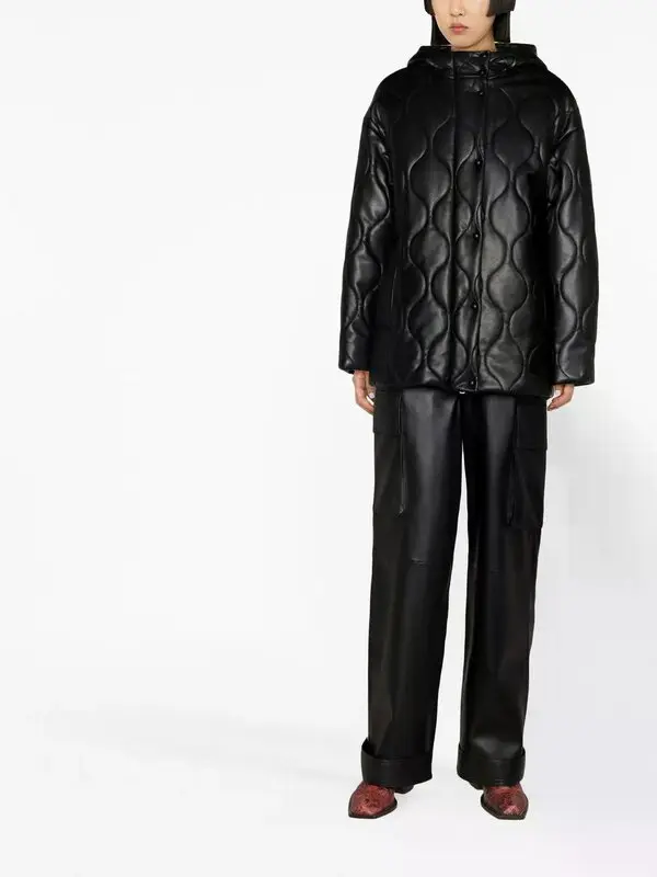 STAND STUDIO Everlee Quilted Faux-leather Jacket