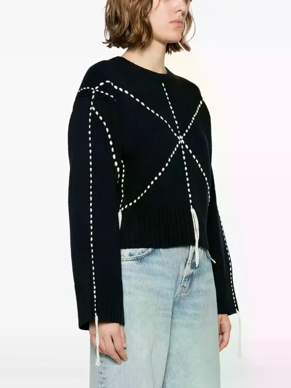 Kenzo Sashiko-stitch Wool Blend Jumper - Blue