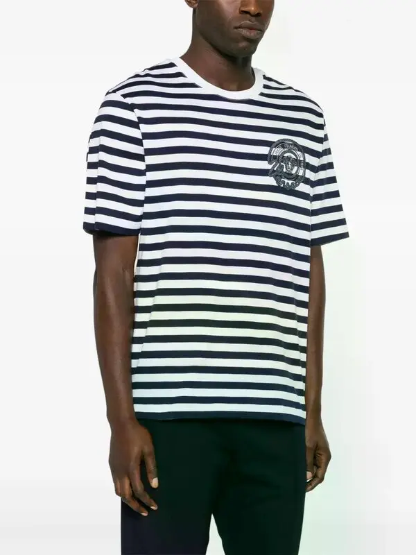 Versace Medusa-embroidered Striped T-shirt