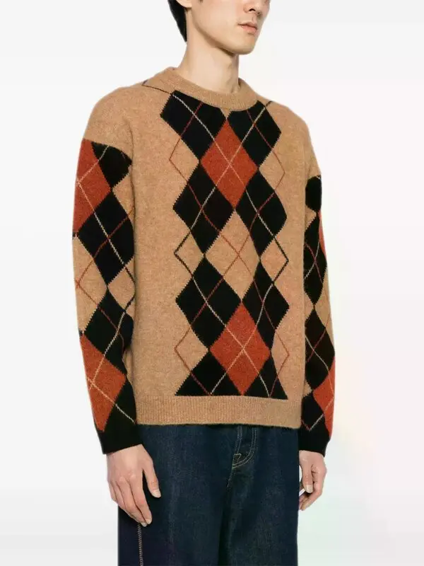 Maison Kitsuné Argyle Check Crew Neck Jumper