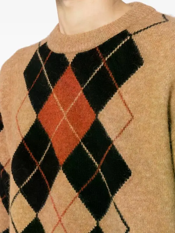 Maison Kitsuné Argyle Check Crew Neck Jumper