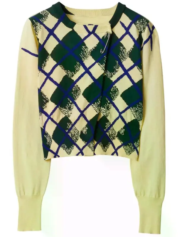 Burberry Argyle Intarsia Cropped Cotton Jumper - Yellow