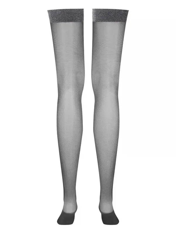 MAISON CLOSE Lurex-detail Semi-sheer Stockings - Black