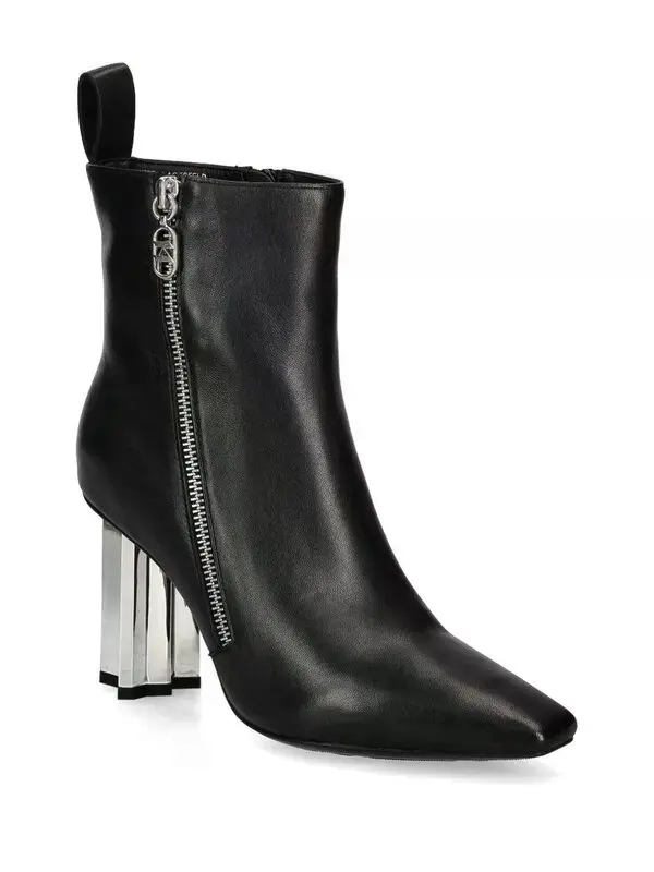 Karl Lagerfeld Leather Ankle Boots With Sculptural Heel