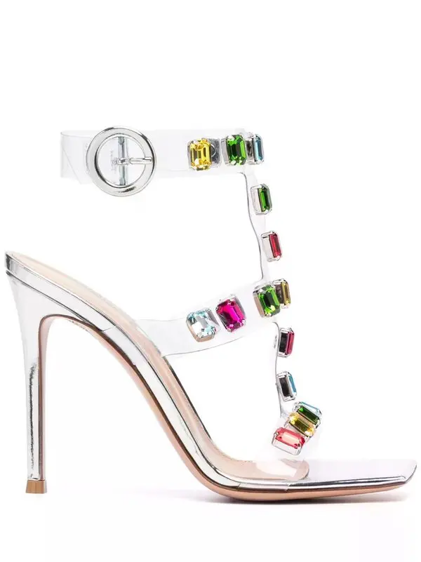 GIANVITO ROSSI Embellished Stiletto Sandals - Silver