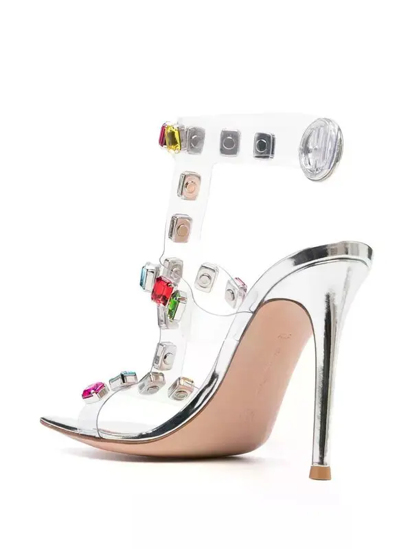 GIANVITO ROSSI Embellished Stiletto Sandals - Silver
