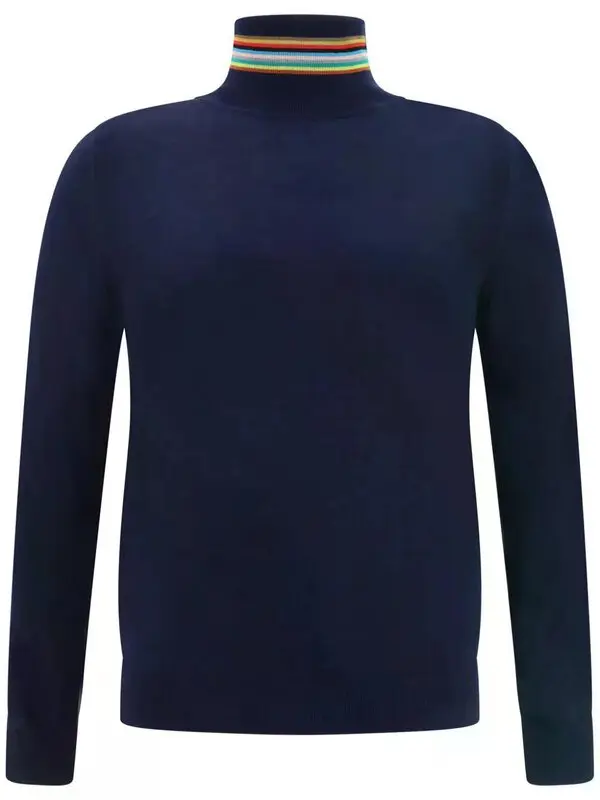 Paul Smith Merino Wool Roll Neck Jumper - Blue