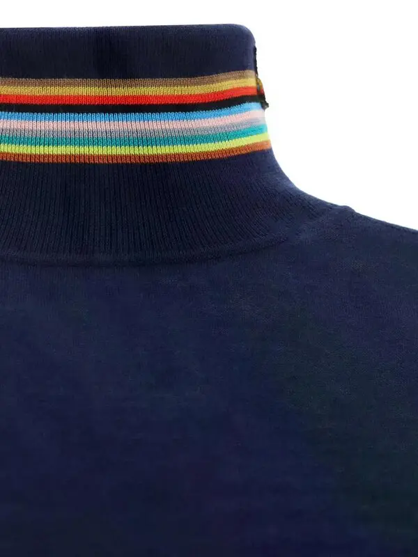 Paul Smith Merino Wool Roll Neck Jumper - Blue