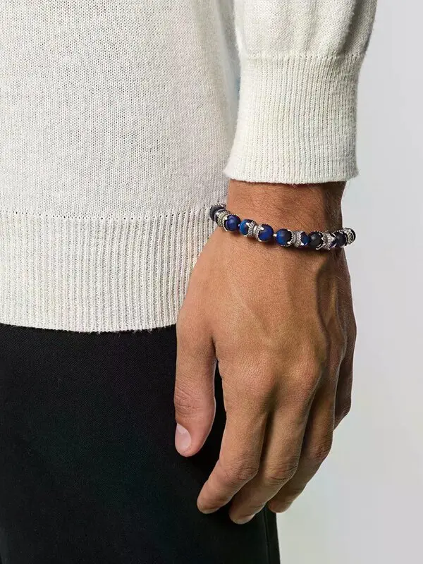 Emanuele Bicocchi Sterling Silver Beaded Stone Bracelet - Blue