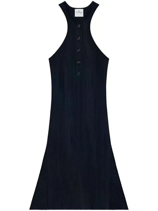 COURREGES Cotton Rib Knit Dress