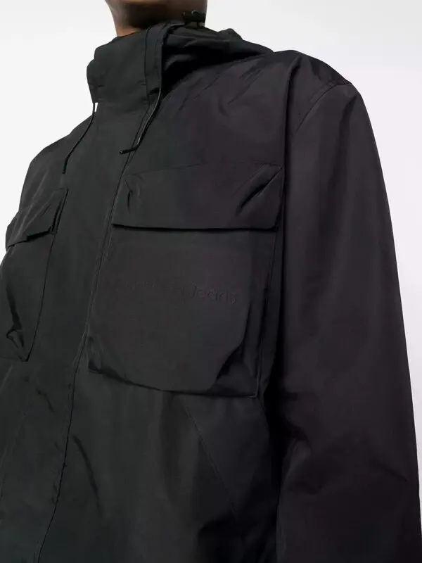 Calvin Klein Technical Hooded Windbreaker Jacket - Black