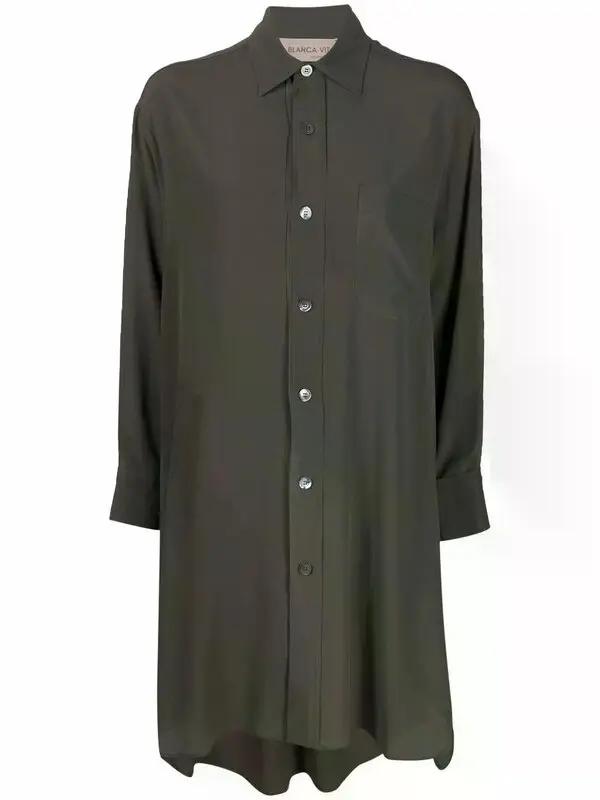 BLANCA VITA Malachite Flared Shirt Dress - Green