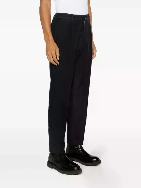 DELL'OGLIO Pleated Cotton-blend Tapered Trousers