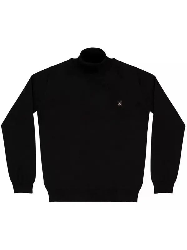 PELO FOUNDATION Border Collie Patch Roll Neck Jumper - Black