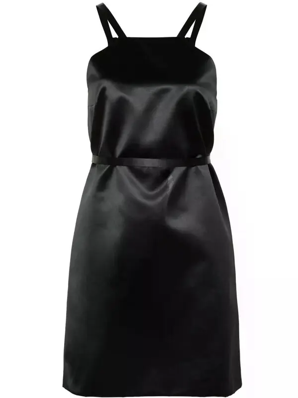 PATOU Belted Satin Mini Dress - Black