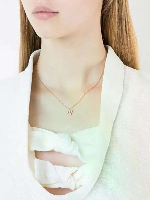 ALINKA Rose Gold Diamond Letter N Pendant Necklace