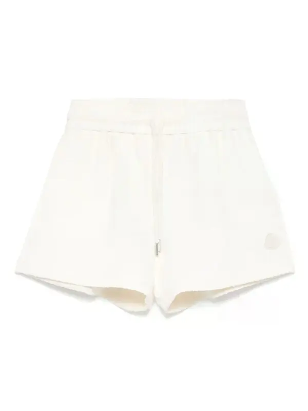 Moncler Logo Patch Terry Cloth Shorts - White
