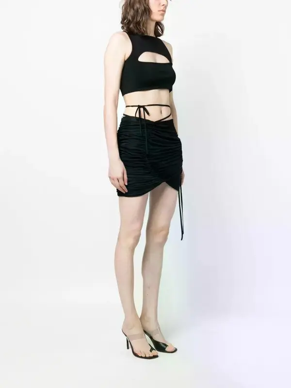 ANDREĀDAMO Asymmetric Ruched Skirt With Cut-out Detail