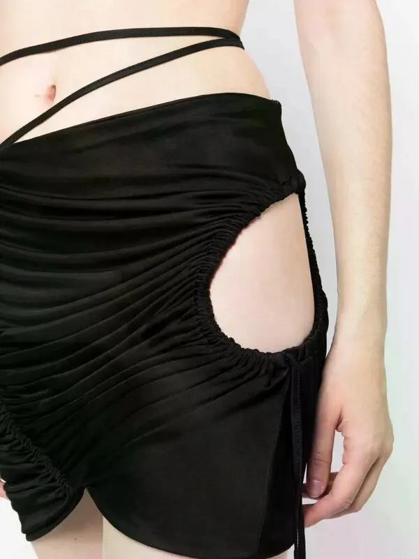 ANDREĀDAMO Asymmetric Ruched Skirt With Cut-out Detail